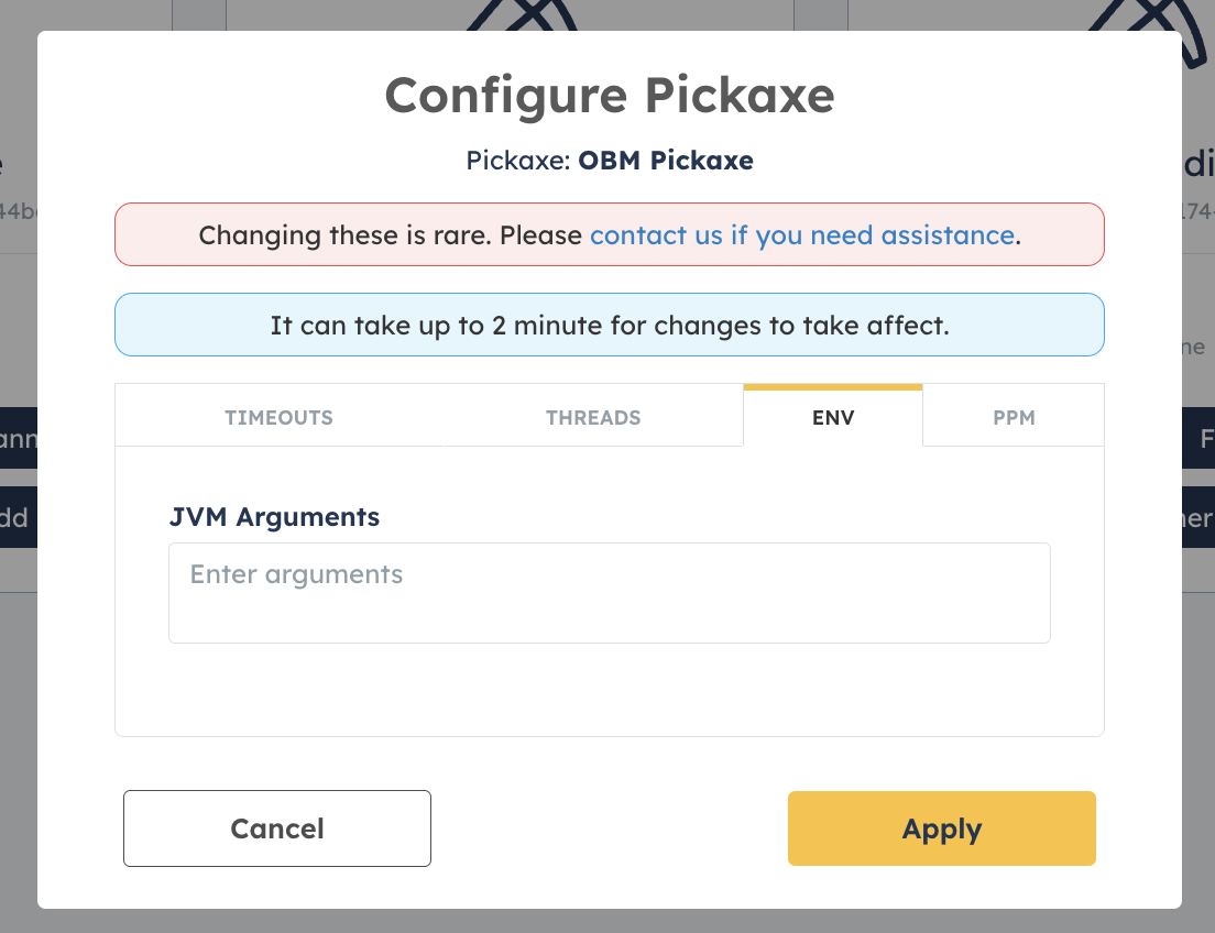 Quick Guide: Pickaxe Configurations – OBM | Foreman Help Center