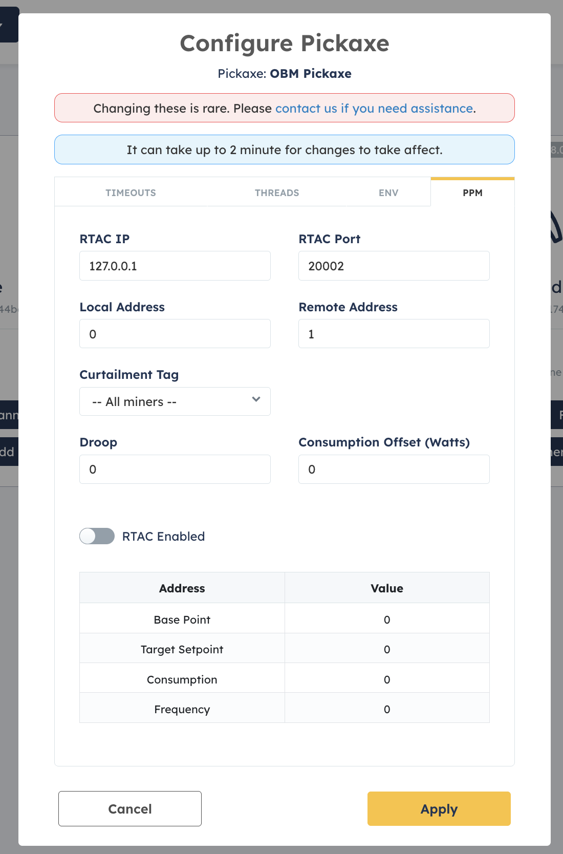 Quick Guide: Pickaxe Configurations – OBM | Foreman Help Center
