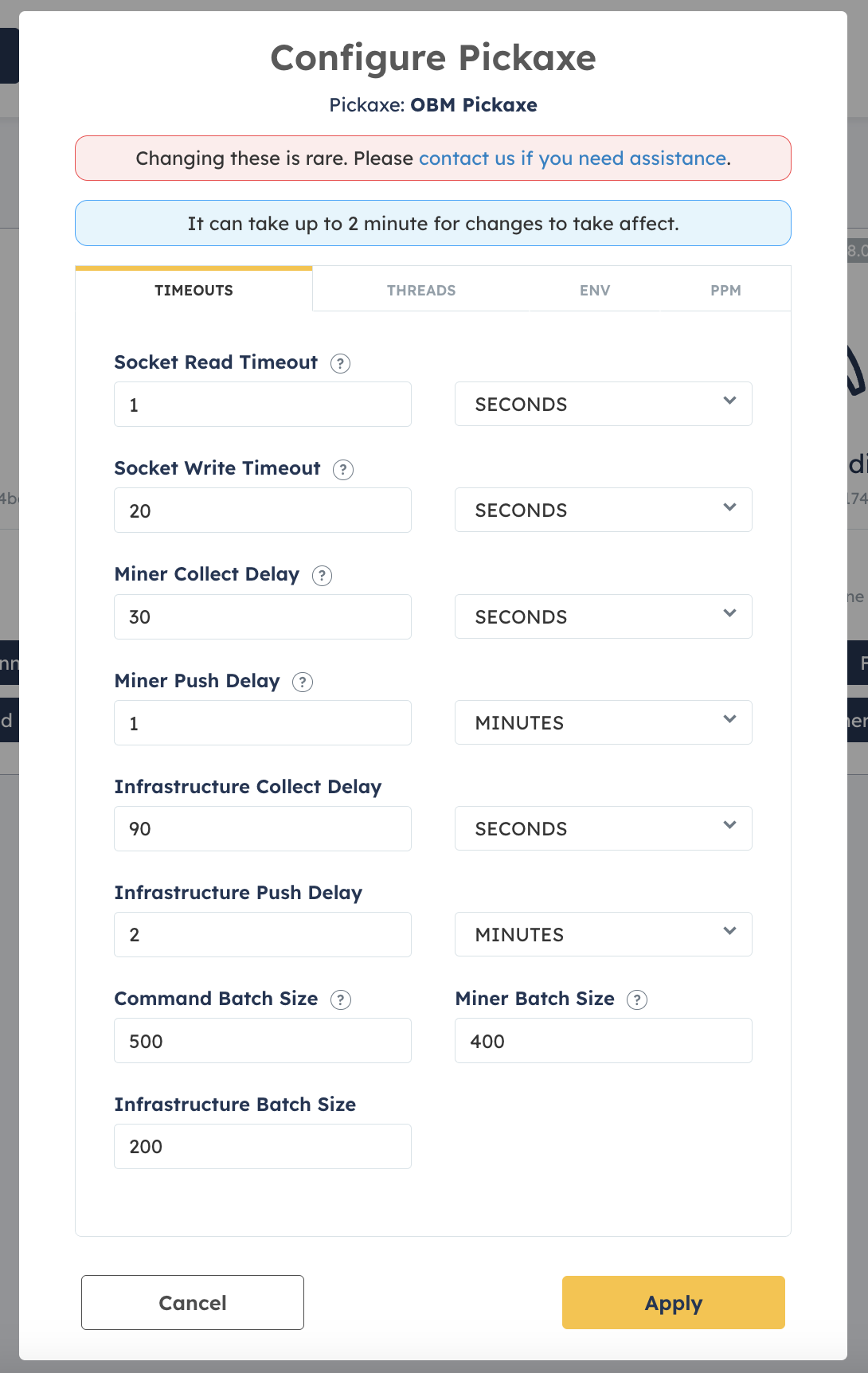 Quick Guide: Pickaxe Configurations – OBM | Foreman Help Center