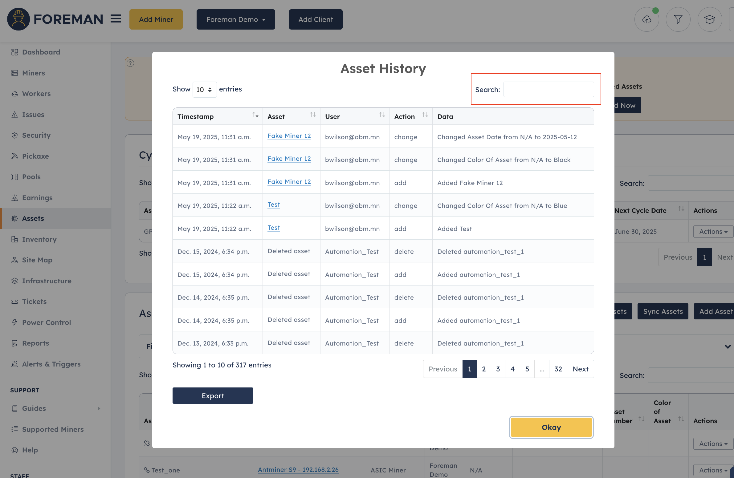 How To: View The History Of All Assets – OBM | Foreman Help Center
