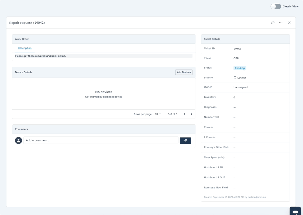 Quick Guide: Ticket Details Page (Beta) – OBM | Foreman Help Center